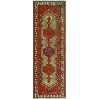 Fine Vintage Distressed Eliseo Rust/Blue Runner - 3'4" x 10'7" - Bed ...