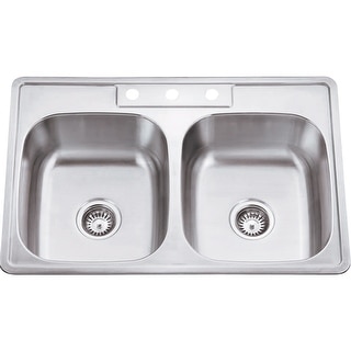 Hardware Resources 33" Drop In Double Basin Stainless Steel Kitchen ...
