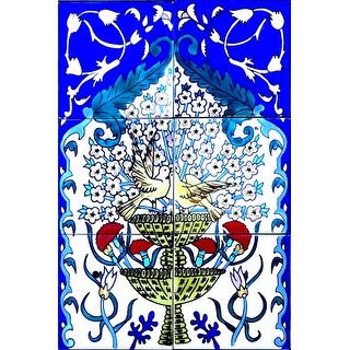 12x18 Yellow Doves on Fountain 6pc Mosaic Tile Wall Mural - Bed Bath ...