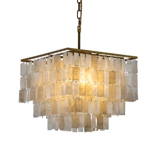 CraftHome Modern Coastal Tier Capiz Shell Chandelier in Antique Gold ...