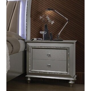 Glam and Contemporary Nightstand with 2 Drawers in Champagne Dust-Prof ...
