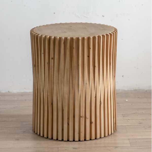Retro Fashion Style Cylindrical Coffee Table with Vertical Texture ...