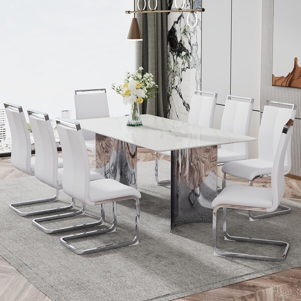 Large Modern Minimalist Rectangular Glass Dining Table - N/A - Bed Bath ...