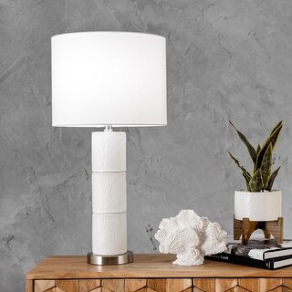 Brooklyn Rug Co Searcy 26" Contemporary White Ceramic Table Lamp - 13"W ...