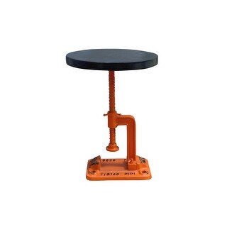 HomeRoots 13" Orange and Black Round Industrial Adjustable Wood and ...