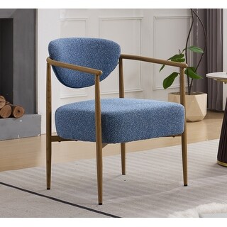 Anmytek Mid Century Modern Accent Chair Blue Fabric Wood Legs Reading ...