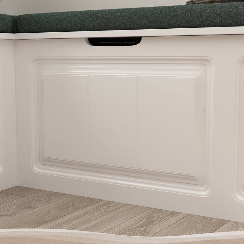 L Shaped Storage Bench with Hidden Storage, Corner Entryway Bench with ...
