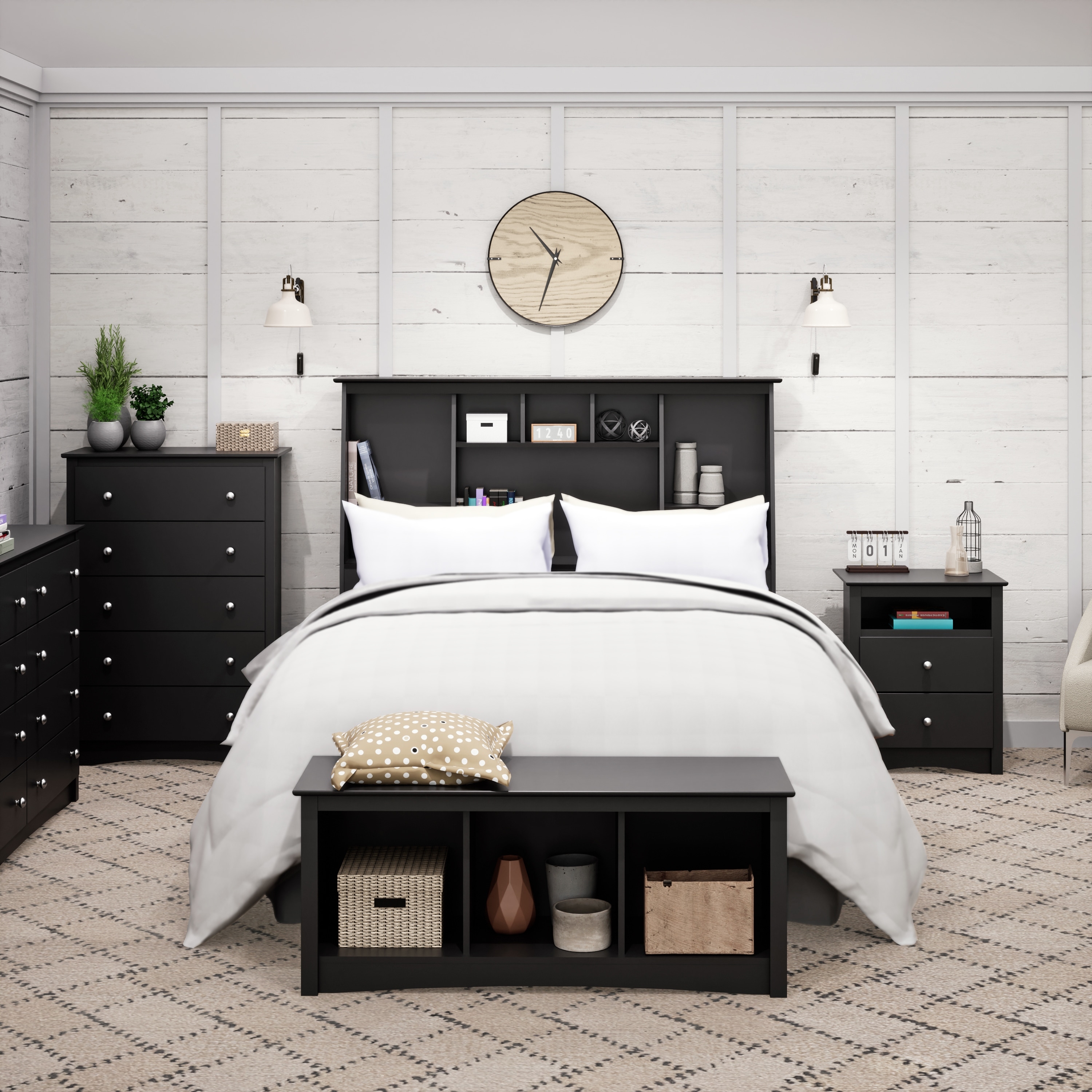 Black bookcase headboard store
