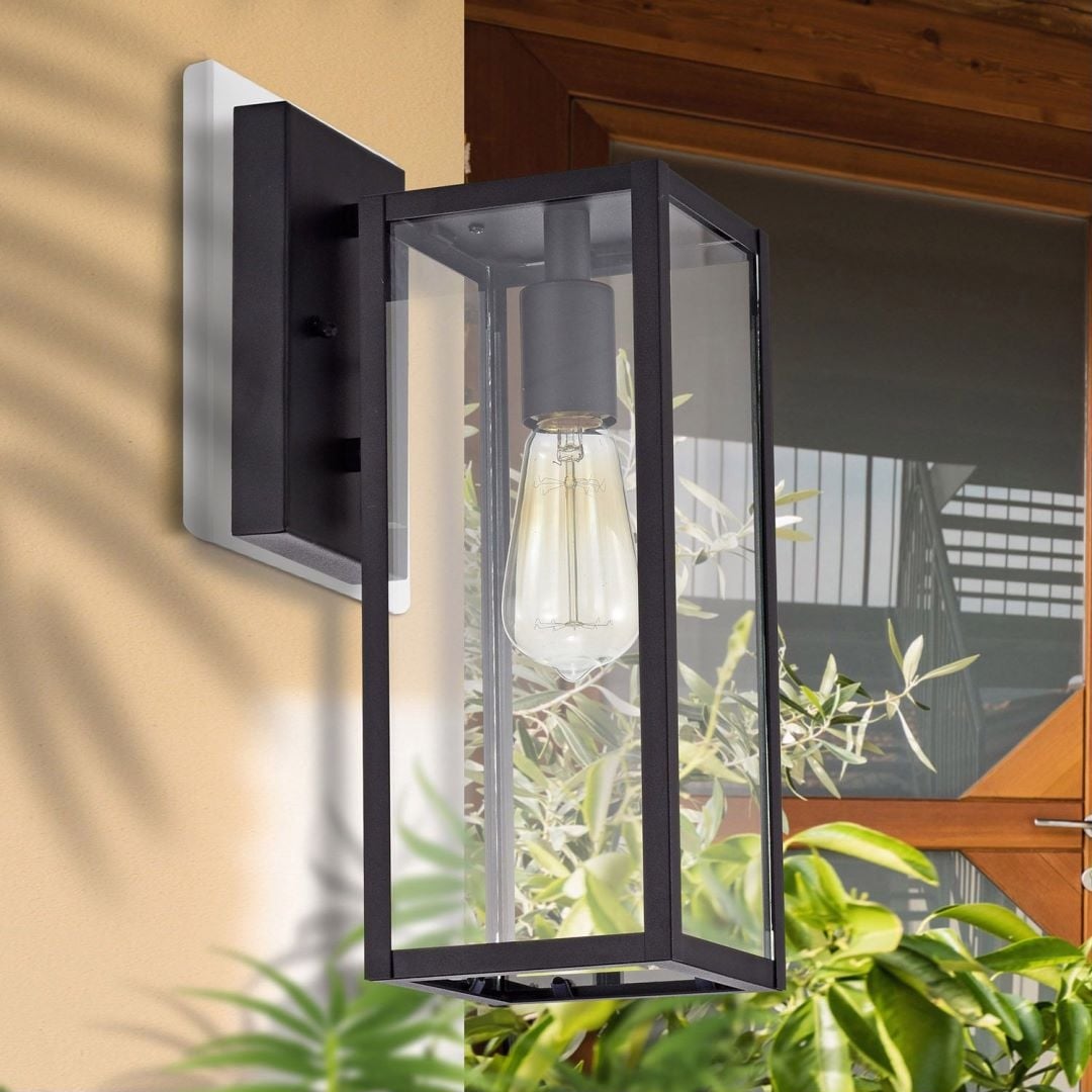 1-Light Brown Round Plug-in Outdoor Wall Lantern Sconce Porch Light ...