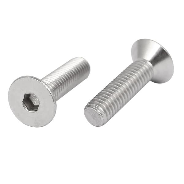 M5x20mm 316 Stainless Steel Countersunk Flat Head Hex Socket Cap Screw 10pcs - Silver Tone - Bed ...