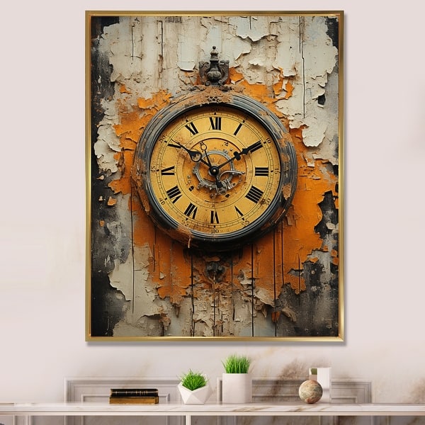 Designart "Clock Industrial Chic II" Watches Framed Wall Art Living ...
