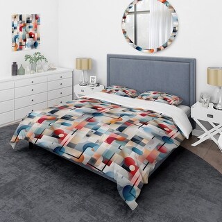 Designart "Multicolor Matrix Grid" Modern Bedding Cover Set With 2 ...