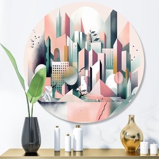 Designart "Pink And Green Surreal Horizons II" Abstract Landscape Metal ...