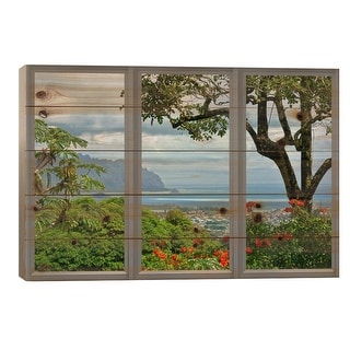 Hawaii Window View Print On Wood by Unknown Artist - Multi-Color - Bed ...