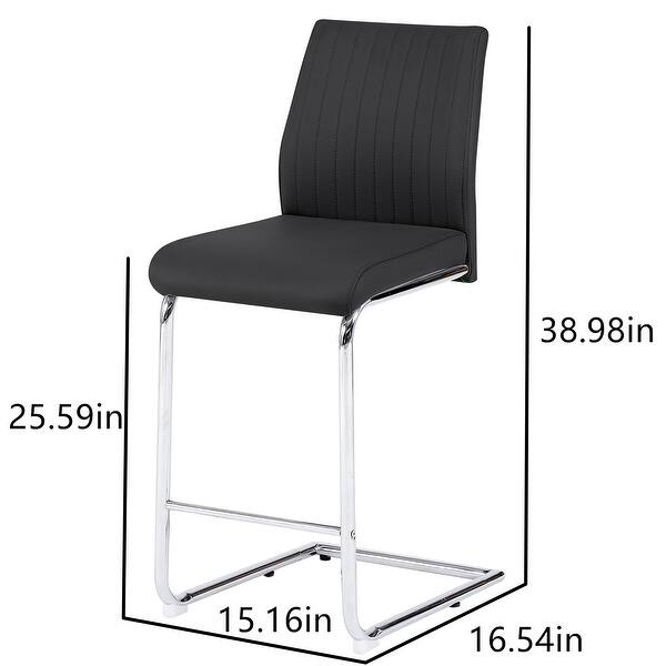 Modern 39" PU Leather Bar Chair Counter Height Chair with Backrest ...