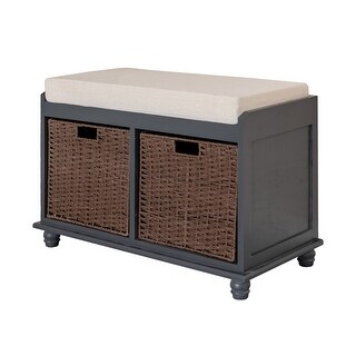 Entryway Storage Shoe Bench with Removable Wicker Baskets and Linen ...