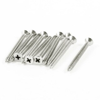 10 Pcs 44mm x 4mm Thread Phillips Head Self Tapping Screw Silver Tone ...
