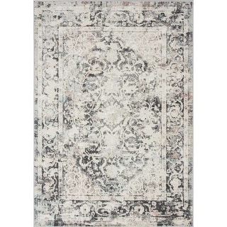Thea Cream And Grey Traditional Medallion Floral Rug - Bed Bath ...