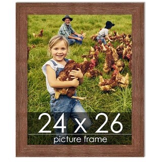 24x26 Frame Brown Barnwood Picture Frame with UV Acrylic Glass, Foam ...