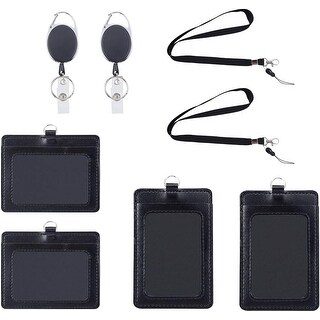 2 Sets Black Retractable Badge Holders with Detachable Neck Lanyard ...