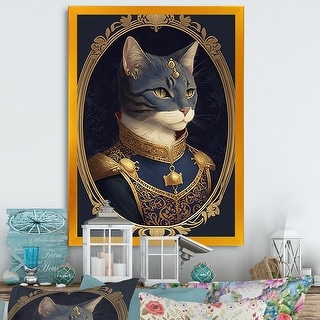 Designart "Portrait Of A Royal Blue Cat Prince I" Animals Cat Framed ...