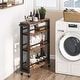 Brown Narrow Rolling Kitchen Storage Cart with Wheels, 4 Tiers Slim ...