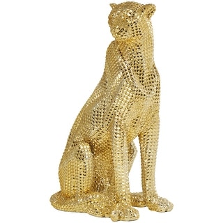 Resin Leopard Sitting Decorative Sculpture with Diamond Facet Texture ...