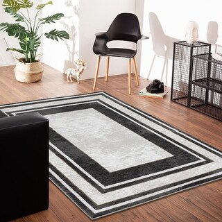 Brooklyn Collection Grey Border Area Rug - Bed Bath & Beyond - 33333712