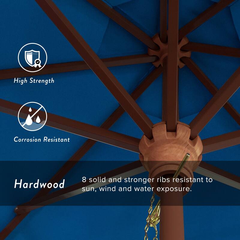 California Umbrella 7.5' Round Marenti Wood Frame Patio Umbrella with ...