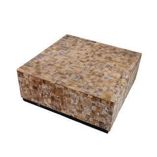 39 Inch Coffee Table, Square Shape Platform Base, Resin, Wood, Brown ...