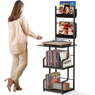 Corner Vinyl Record Stand with 5-Tier Storage, Holds 210 Albums, Sturdy ...