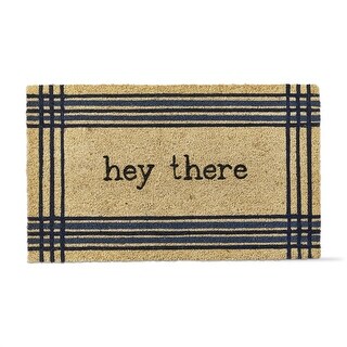 1'6"x2'6" Hey There Sentiment Checked Rectangle Indoor and Outdoor Coir ...