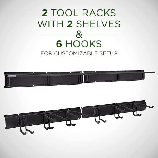 RaxGo Wall-Mounted Tool Racks with Storage Shelves and Hooks - Black ...