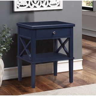 Dark blue MDF Bedside Table with Single Drawer and One Shelf - Bed Bath ...