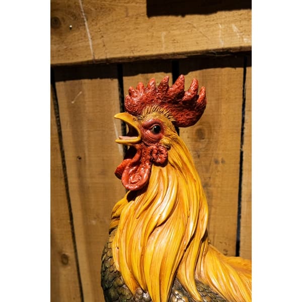 22.5" Large Roosters on a Wood Barrel Outdoor Garden Statue - Bed Bath ...
