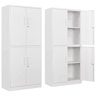 Metal Storage Cabinet Locking Steel Storage Cabinet with 4 Doors and 2 ...