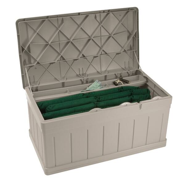Horizontal 129 Gallon Stay Dry Outdoor Deck Storage Box with Seat - Bed ...