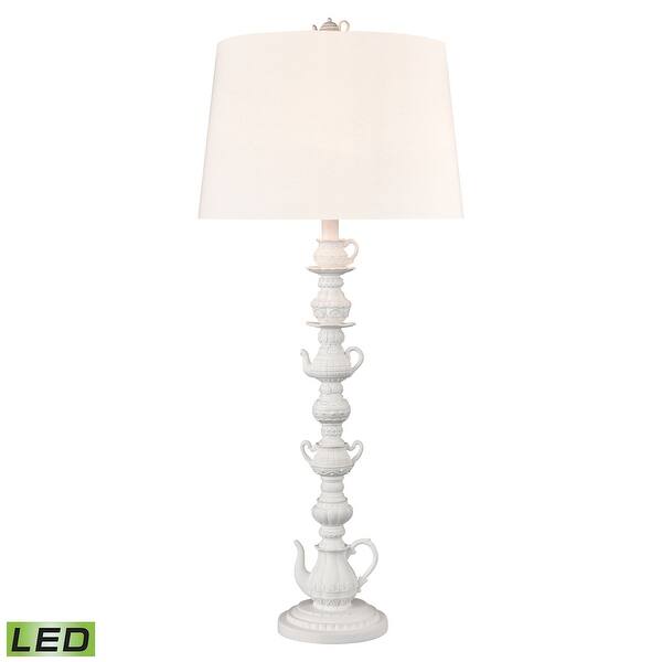 Elk Home Rosetta Cottage White With White Shade 1 Light Table Lamp ...