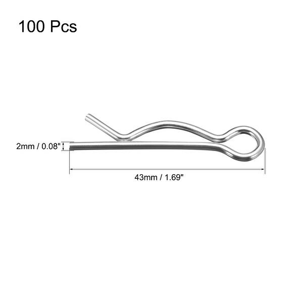 2mm x 43mm Carbon Steel R Shaped Spring Cotter Clip Pin 100 Pcs - 2mm x ...