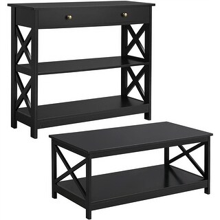 Living Room 2-Piece Table Sets - Includes X-Design 2-Tier Coffee Table ...