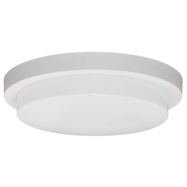 120V White Round LED Flush Mount Fixture with Dropped Lens Glass ...