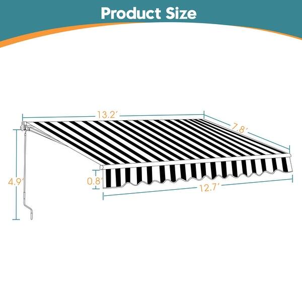 MCombo 13x8 FT Manual Retractable Patio Awning with Polyester Canopy, 1308 - Bed Bath & Beyond ...