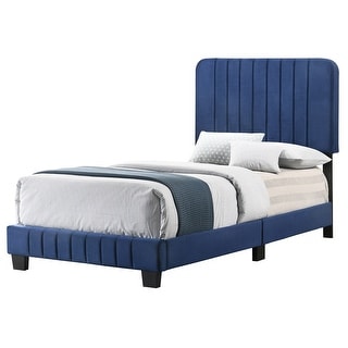 Twin Velvet Upholstered Channel Tufted Panel Bed - 81" - Blue - Bed ...