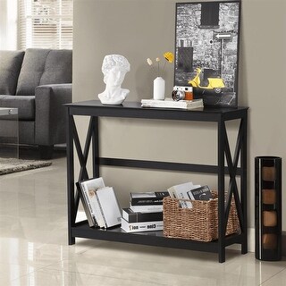 2 Tier X Design Hallway Large Console Table Entryway Accent Tables with ...