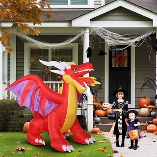 6FT Fire-Breathing Dragon Yard Halloween Inflatables Decorations - N/A ...