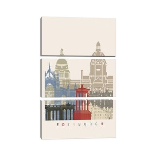 iCanvas "Edinburgh Skyline Poster" by Paul Rommer 3-Piece Canvas Wall ...