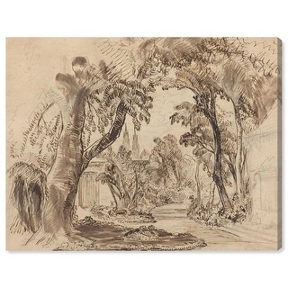 A Tree lined Garden Path Canvas Vintage Sketches by Art Remedy - Bed ...