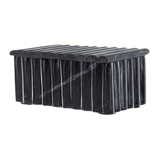 Chandra 7"x4" Fluted Black Marble Decorative Box with Lid - Bed Bath ...