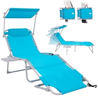 Tanning Chair with Face Hole Folding Patio Chaise Lounge Chair with ...