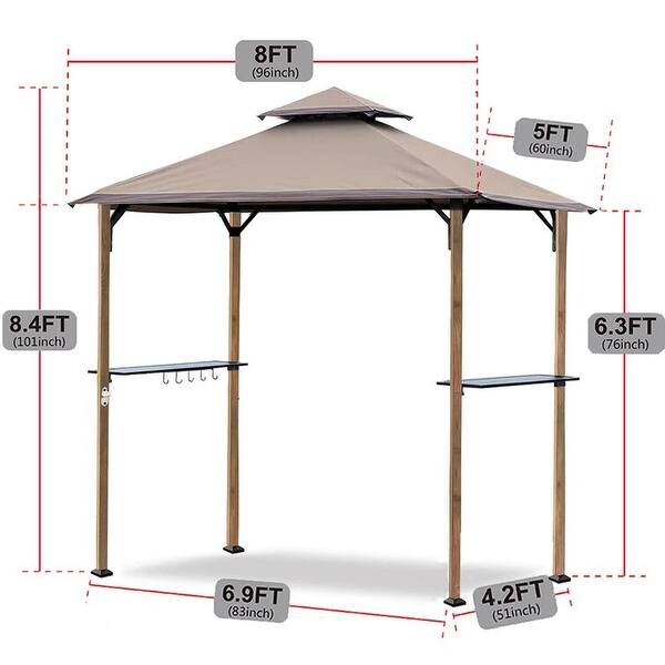 CoastShade 8x5 Double Top Grill Gazebo Heat-Transfer Printing Steel ...